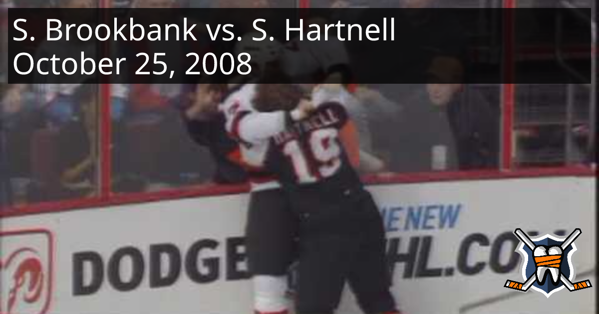 Sheldon Brookbank vs. Scott Hartnell, October 25, 2008 - New Jersey ...