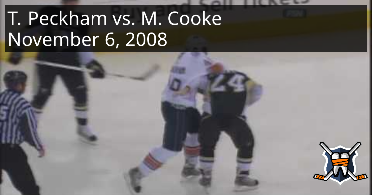 Theo Peckham vs. Matt Cooke, November 6, 2008 - Edmonton Oilers vs ...