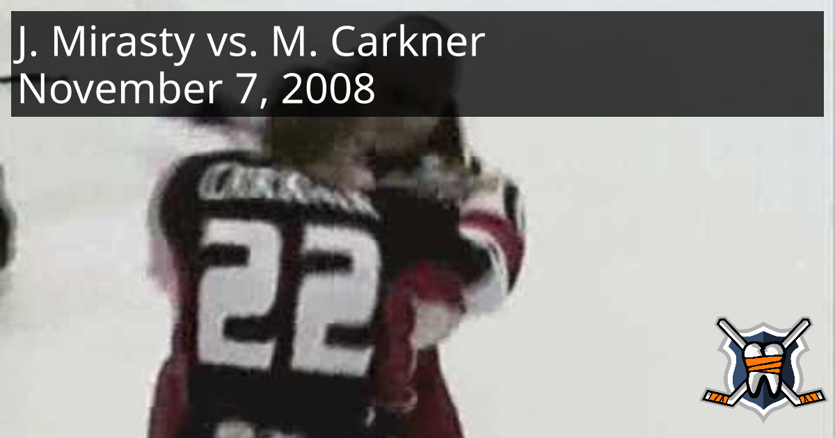 Jon Mirasty vs. Matt Carkner, November 7, 2008 - Syracuse Crunch vs ...