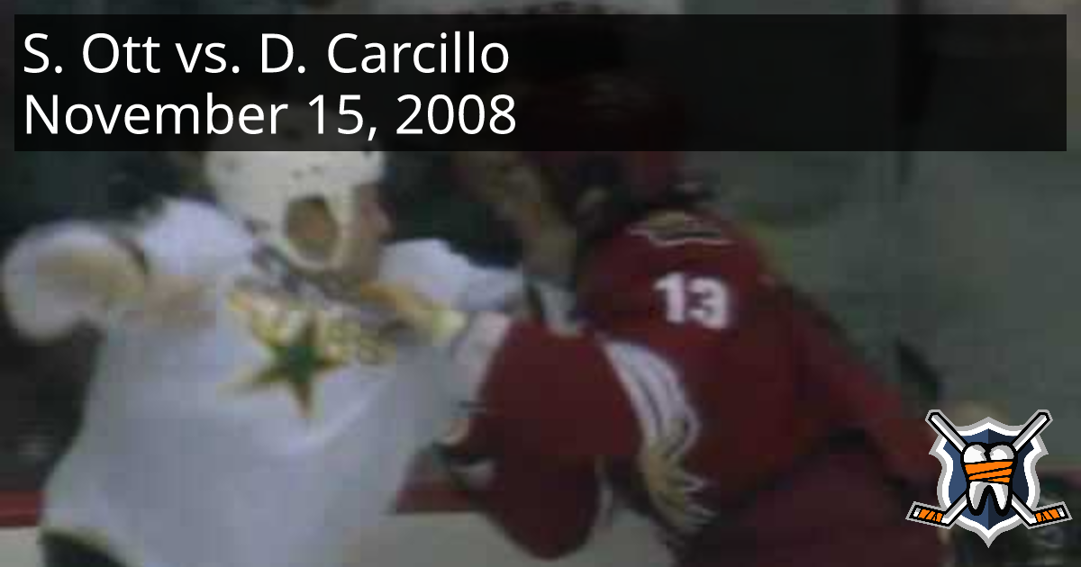 Steve Ott vs. Dan Carcillo, November 15, 2008 - Dallas Stars vs ...
