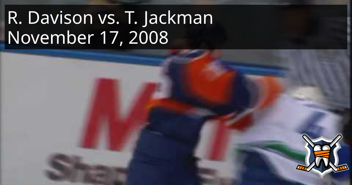 Rob Davison vs. Tim Jackman, November 17, 2008 - Vancouver Canucks vs ...