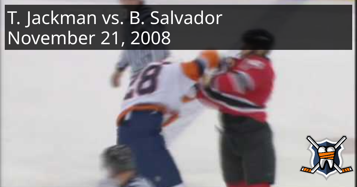 Tim Jackman vs. Bryce Salvador, November 21, 2008 - New York Islanders ...