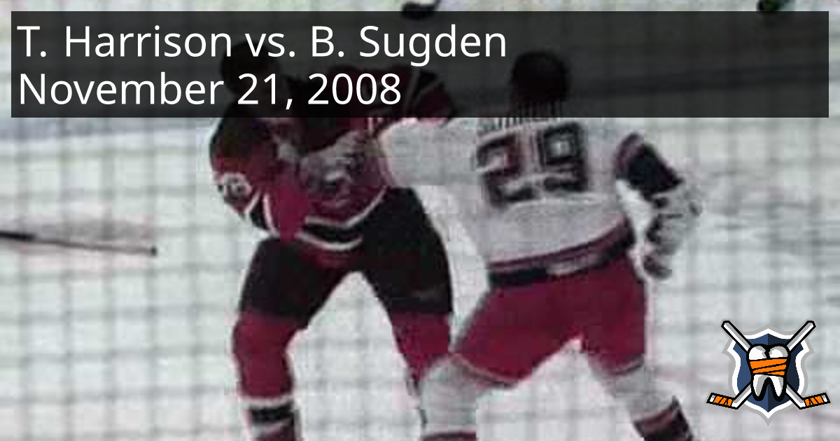 Thomas Harrison vs. Brandon Sugden, November 21, 2008 - Lowell Devils ...