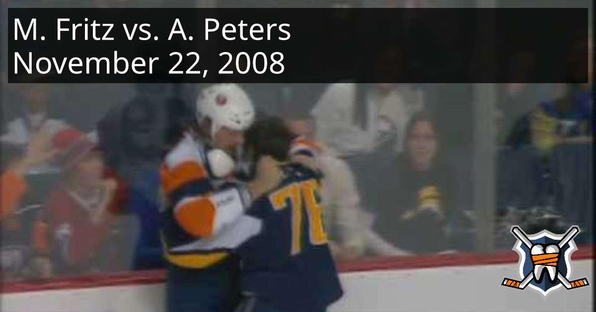 Mitch Fritz vs. Andrew Peters, November 22, 2008 - New York Islanders ...
