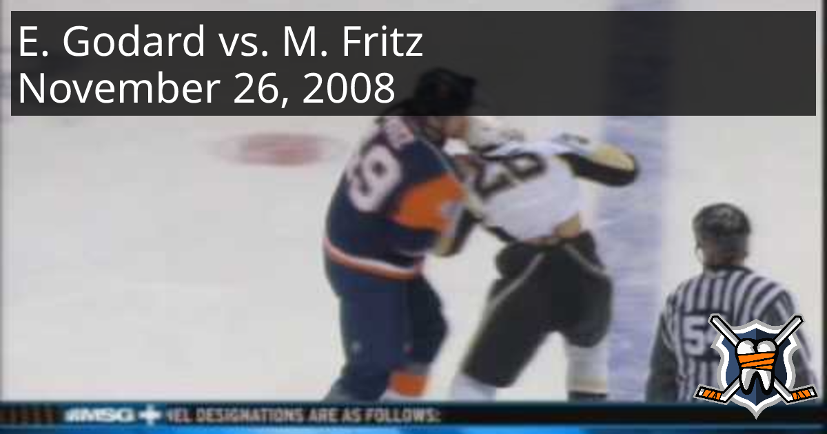Eric Godard vs. Mitch Fritz, November 26, 2008 - Pittsburgh Penguins vs ...