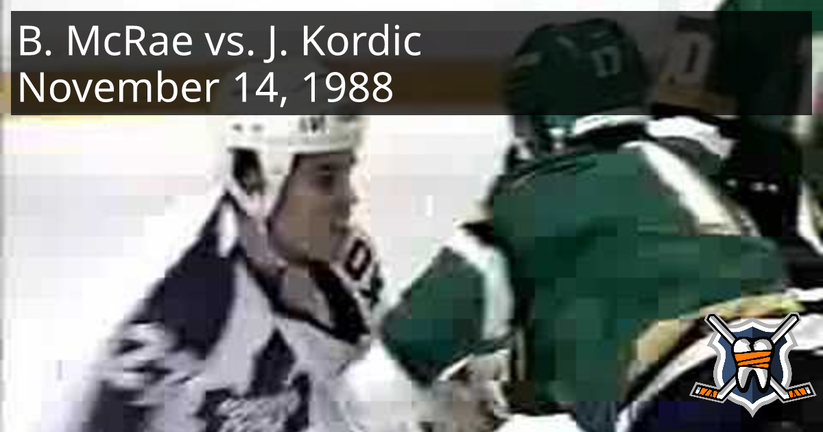 Basil McRae vs. John Kordic, November 14, 1988 - Minnesota North Stars ...
