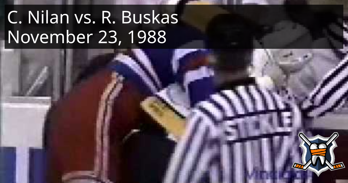 Chris Nilan vs. Rod Buskas, November 23, 1988 - New York Rangers vs ...