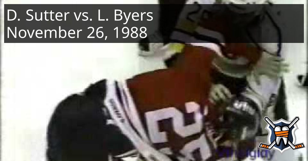 Duane Sutter vs. Lyndon Byers, November 26, 1988 - Chicago Blackhawks ...