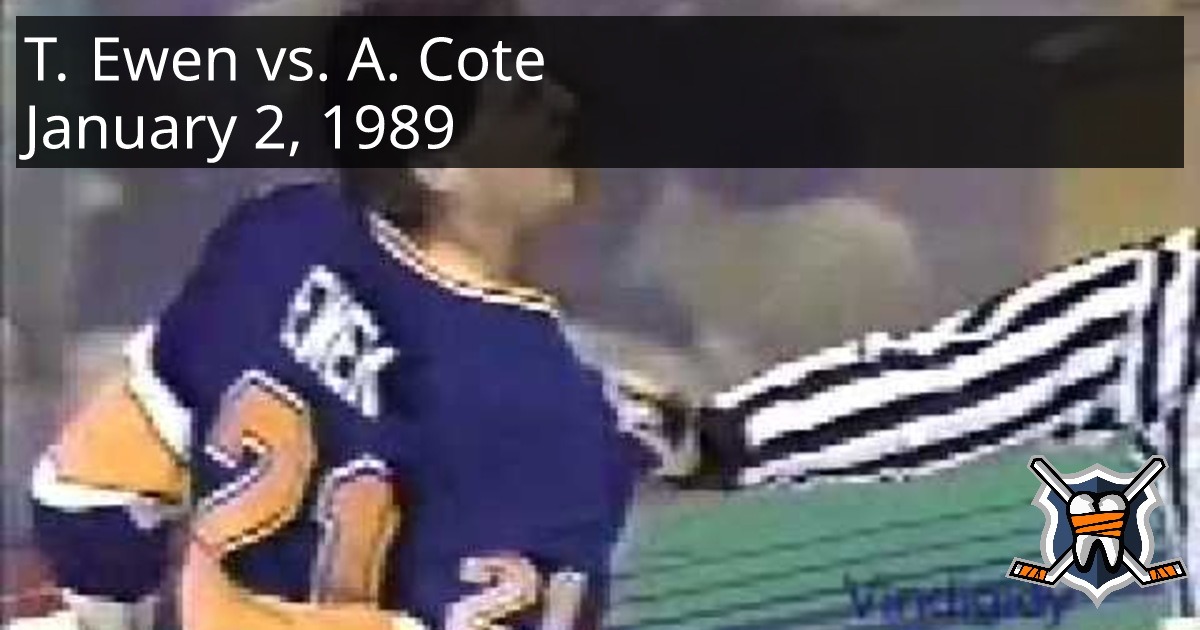 Todd Ewen vs. Alain Cote, January 2, 1989 - St Louis Blues vs. Boston ...