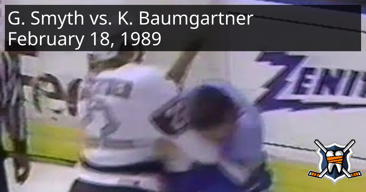 Greg Smyth vs. Ken Baumgartner, February 18, 1989 - Quebec Nordiques vs ...