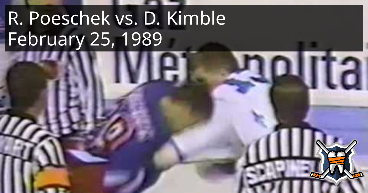 Rudy Poeschek vs. Darin Kimble, February 25, 1989 - New York Rangers vs ...