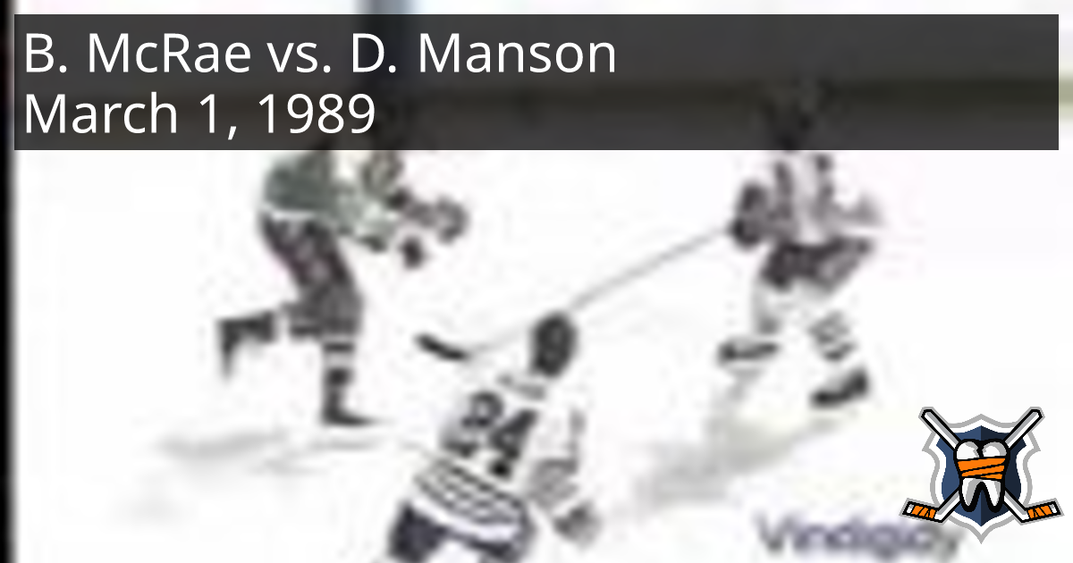 Basil McRae vs. Dave Manson, March 1, 1989 - Minnesota North Stars vs ...
