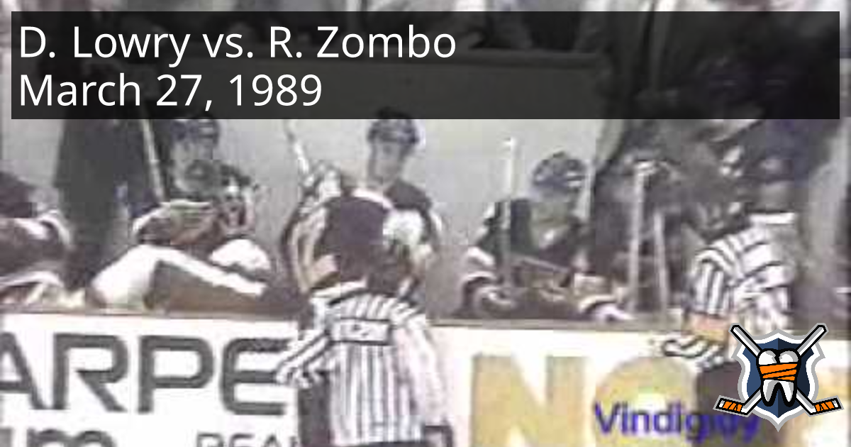 Dave Lowry vs. Rick Zombo, March 27, 1989 - St Louis Blues vs. Detroit ...