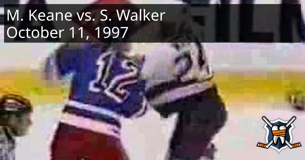 Mike Keane vs. Scott Walker, October 11, 1997 - New York Rangers vs ...