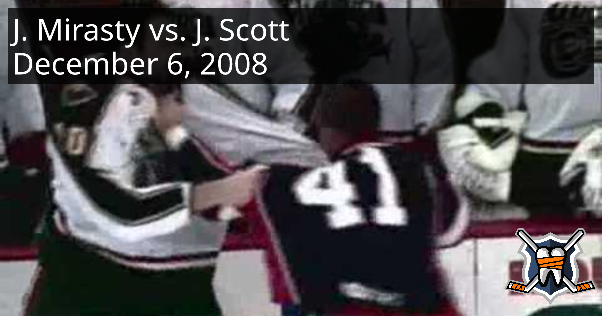 Jon Mirasty vs. John Scott, December 6, 2008 - Syracuse Crunch vs ...