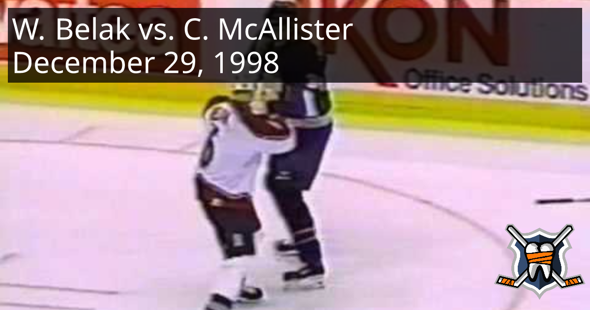 Wade Belak vs. Chris McAllister, December 29, 1998 - Colorado Avalanche ...