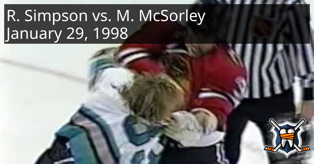 Reid Simpson vs. Marty McSorley, January 29, 1998 - Chicago Blackhawks ...