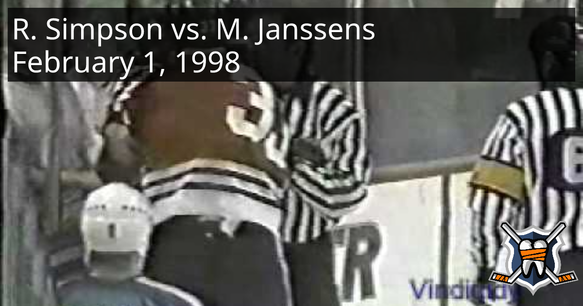 Reid Simpson vs. Mark Janssens, February 1, 1998 - Chicago Blackhawks ...