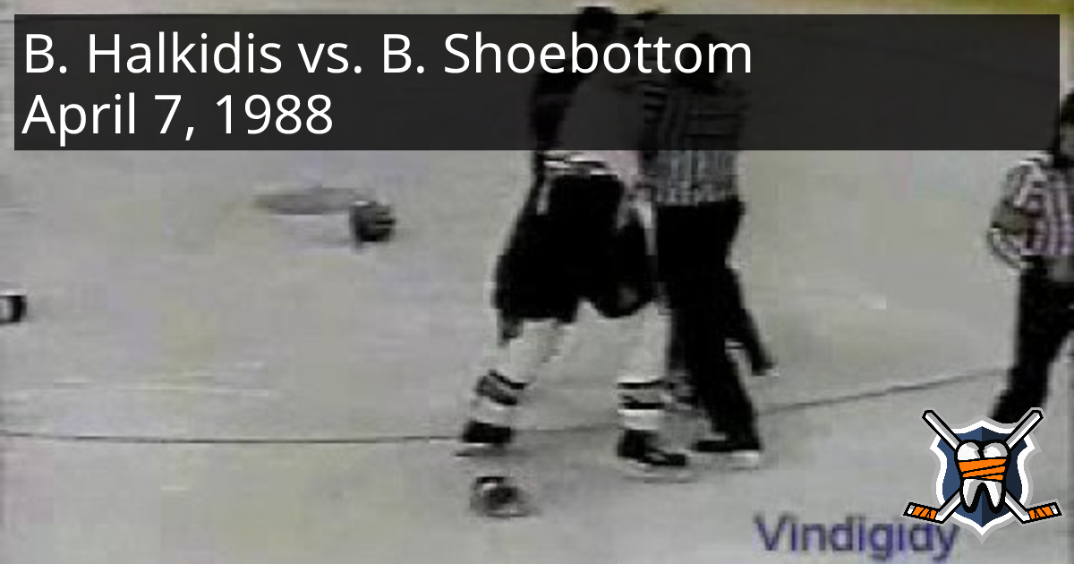 Bob Halkidis vs. Bruce Shoebottom, April 7, 1988 - Buffalo Sabres vs ...