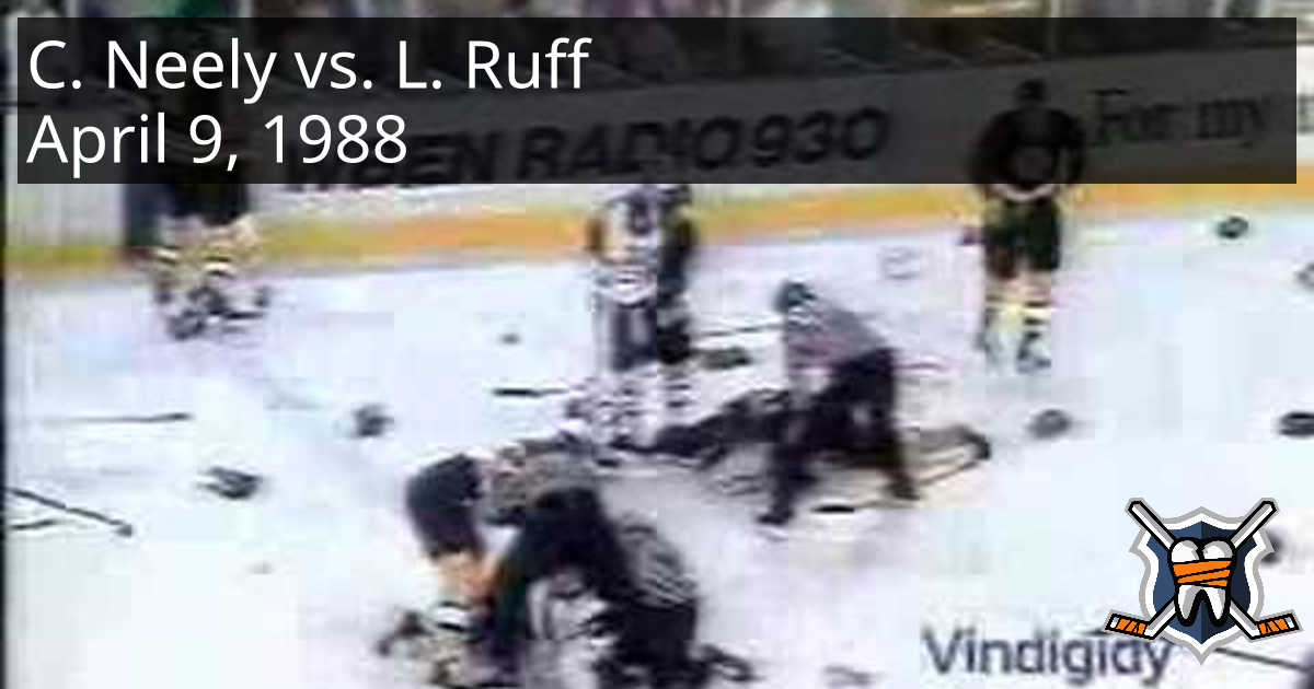 Cam Neely vs. Lindy Ruff, April 9, 1988 - Boston Bruins vs. Buffalo ...