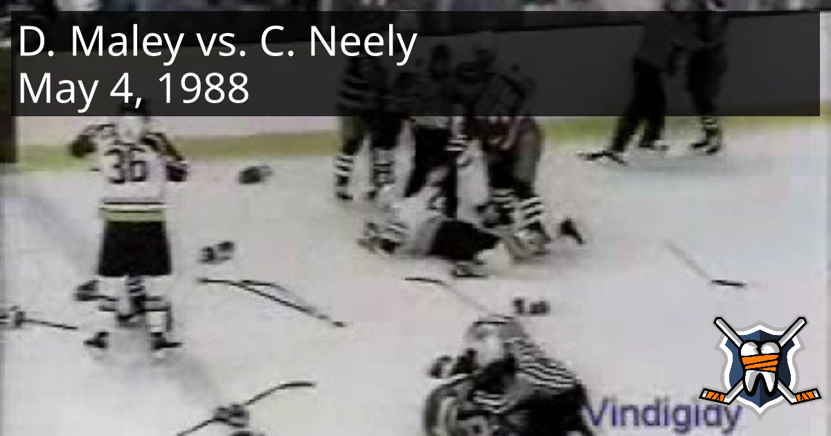 David Maley vs. Cam Neely, May 4, 1988 - New Jersey Devils vs. Boston ...