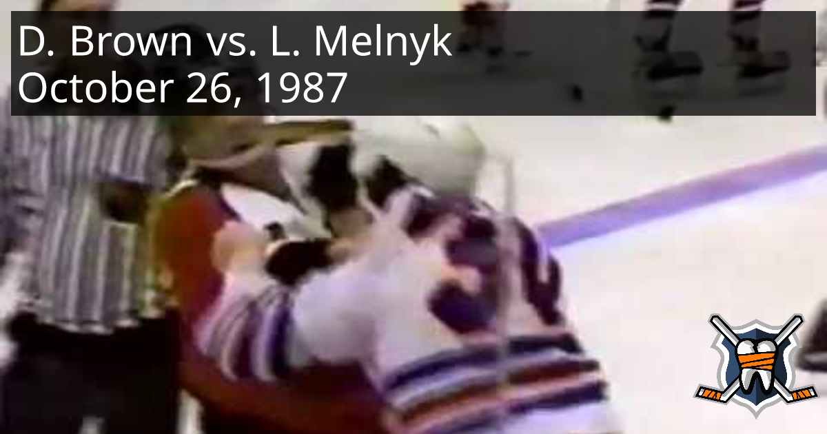 Dave Brown vs. Larry Melnyk, October 26, 1987 - Philadelphia Flyers vs ...