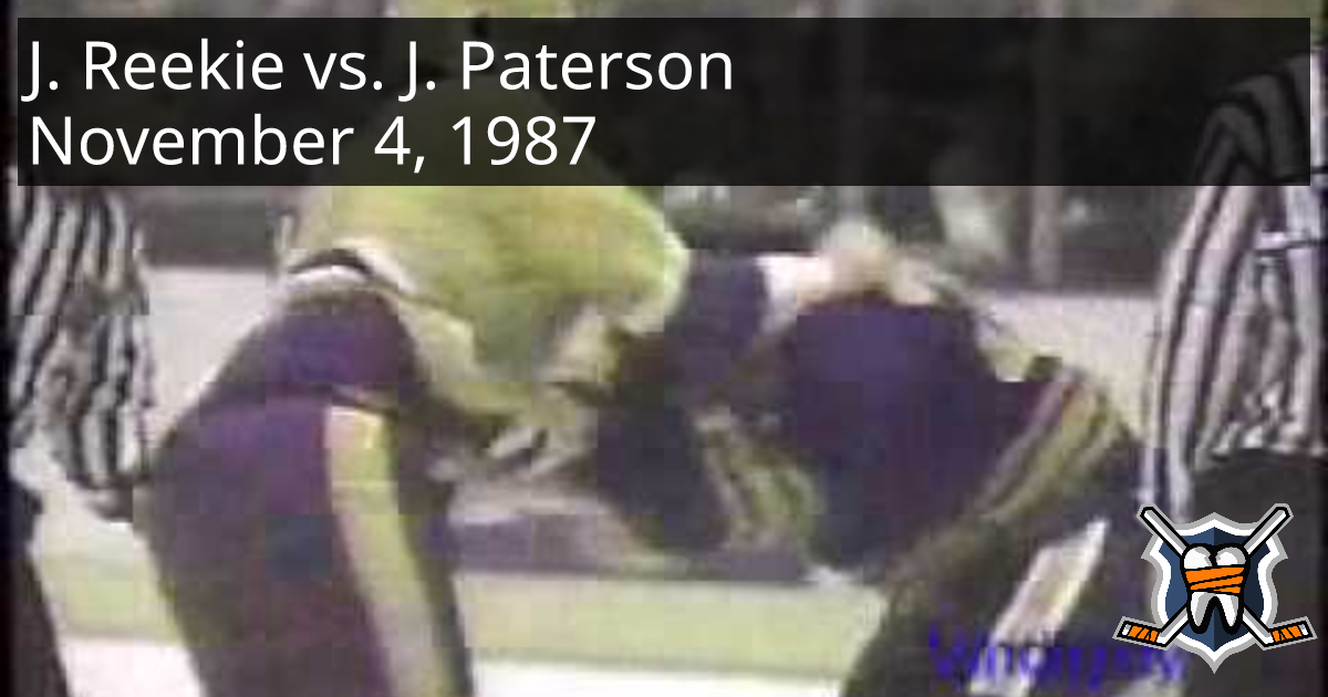 Joe Reekie vs. Joe Paterson, November 4, 1987 - Buffalo Sabres vs. Los ...