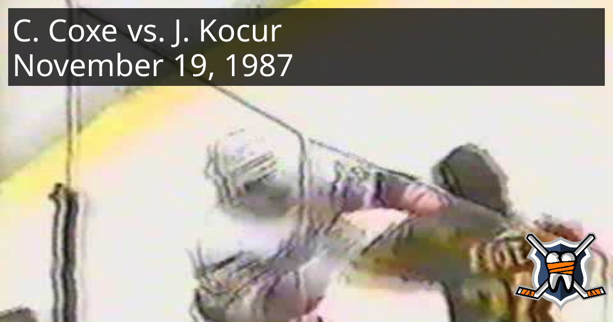 Craig Coxe vs. Joey Kocur, November 19, 1987 - Vancouver Canucks vs ...