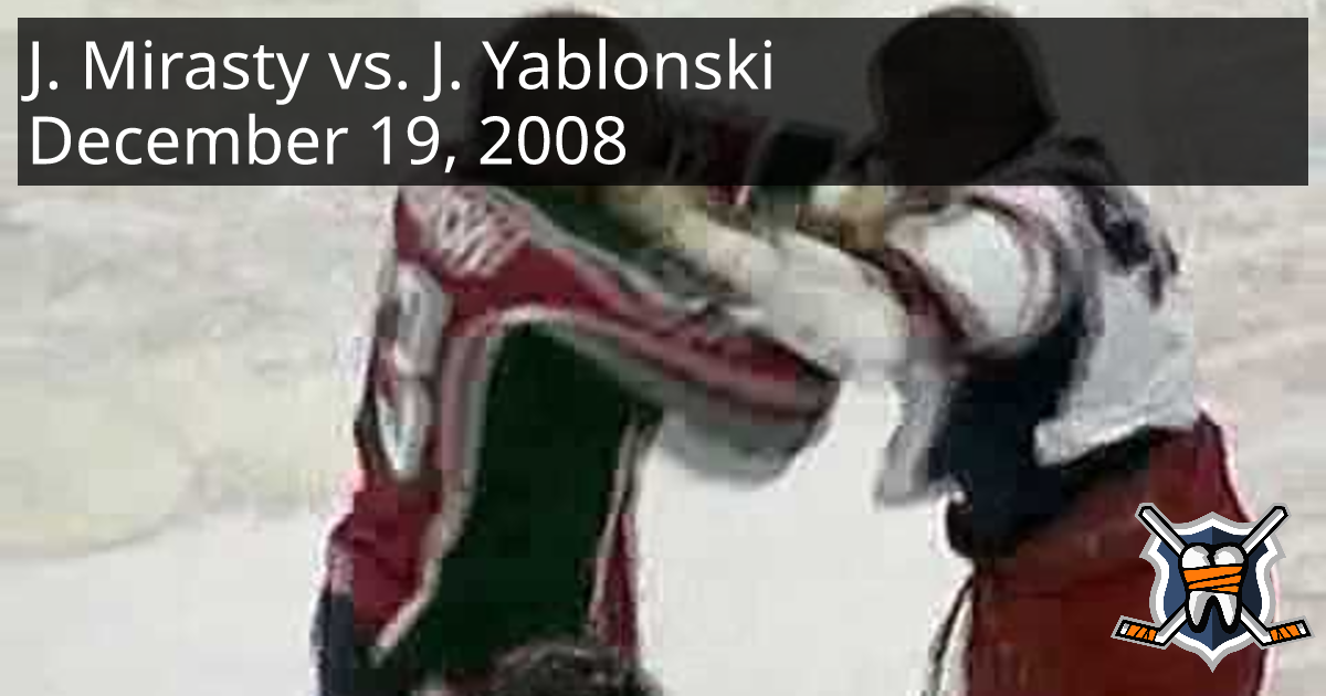 Jon Mirasty vs. Jeremy Yablonski, December 19, 2008 - Syracuse Crunch ...
