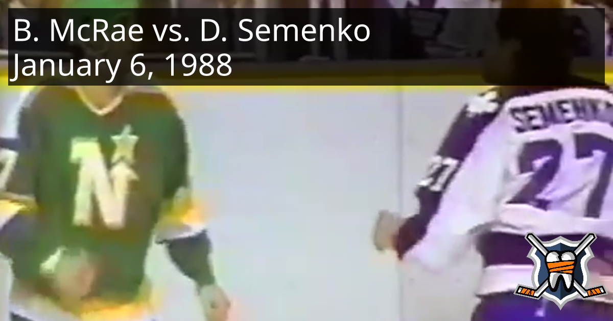 Basil McRae vs. Dave Semenko, January 6, 1988 - Minnesota North Stars ...