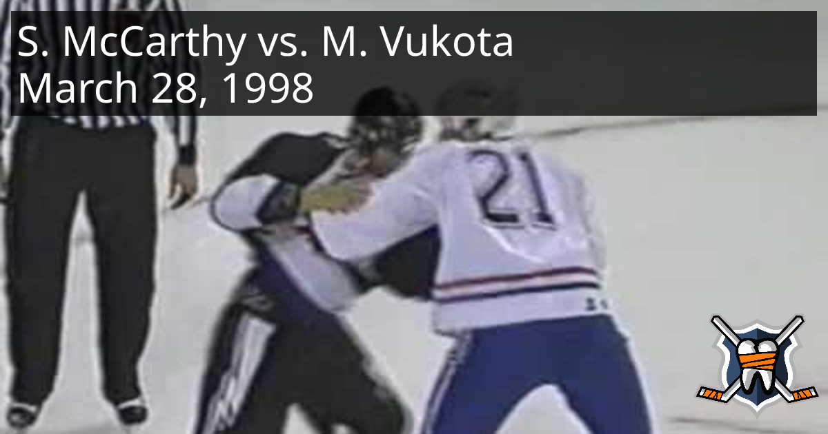 Sandy McCarthy vs. Mick Vukota, March 28, 1998 - Tampa Bay Lightning vs ...
