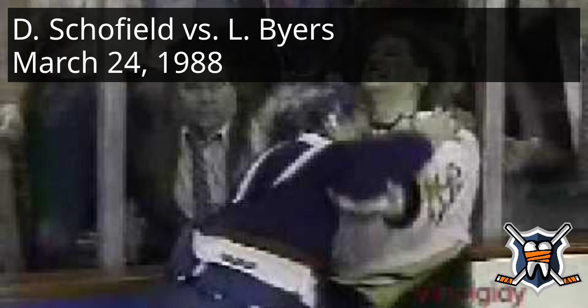 Dwight Schofield vs. Lyndon Byers, March 24, 1988 - Winnipeg Jets vs ...