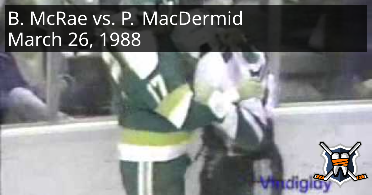 Basil McRae vs. Paul MacDermid, March 26, 1988 - Minnesota North Stars ...