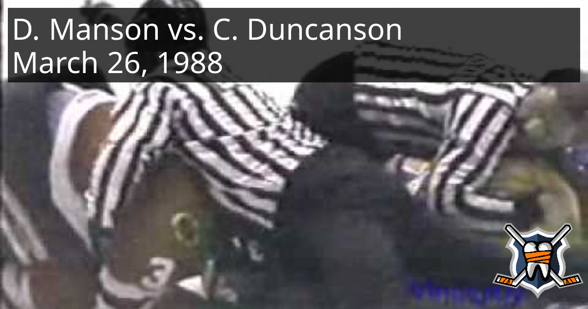 Dave Manson vs. Craig Duncanson, March 26, 1988 - Chicago Blackhawks vs ...