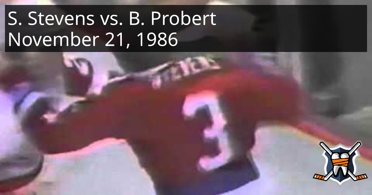Scott Stevens vs. Bob Probert, November 21, 1986 - Washington Capitals ...
