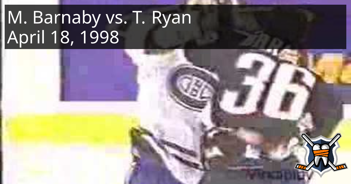 Matthew Barnaby vs. Terry Ryan, April 18, 1998 - Buffalo Sabres vs ...