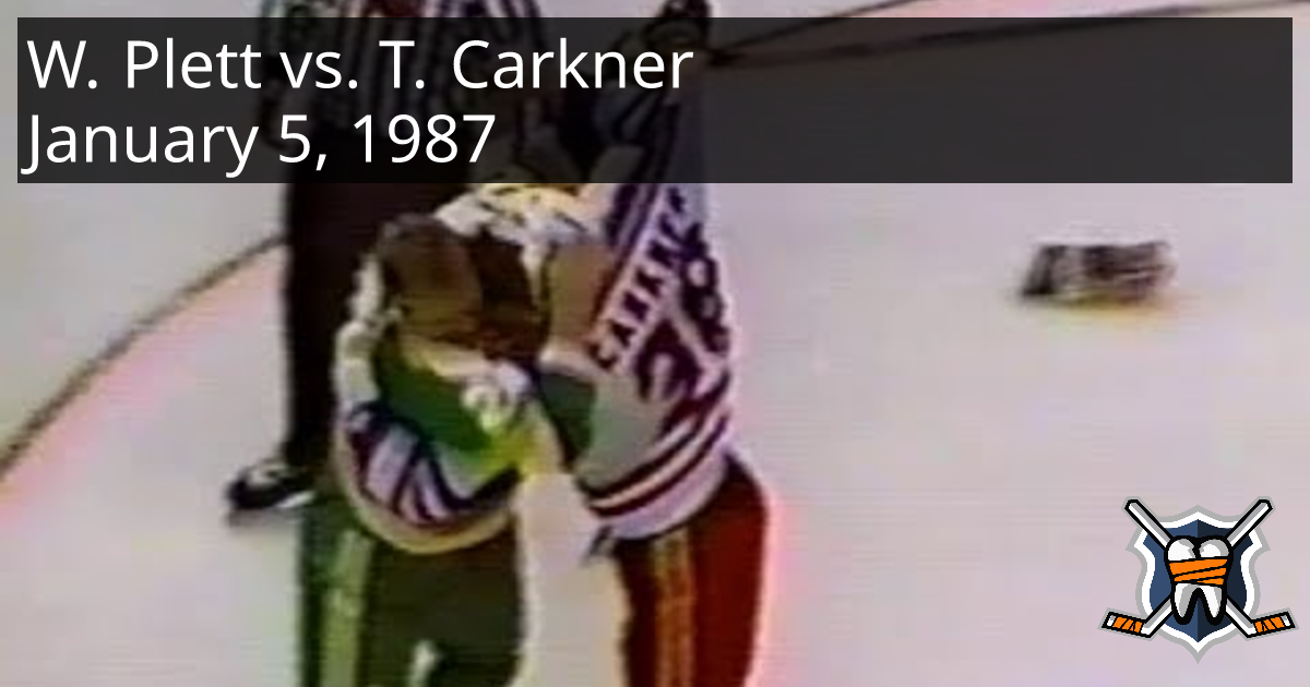 Willi Plett vs. Terry Carkner, January 5, 1987 - Minnesota North Stars ...