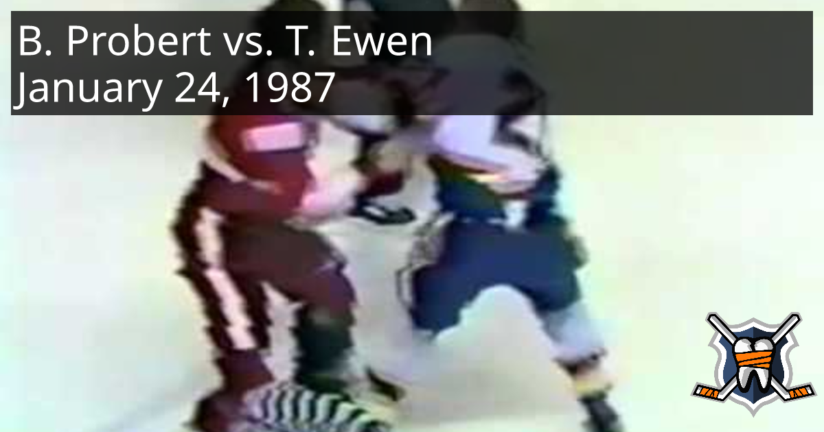 Bob Probert vs. Todd Ewen, January 24, 1987 - Detroit Red Wings vs. St ...