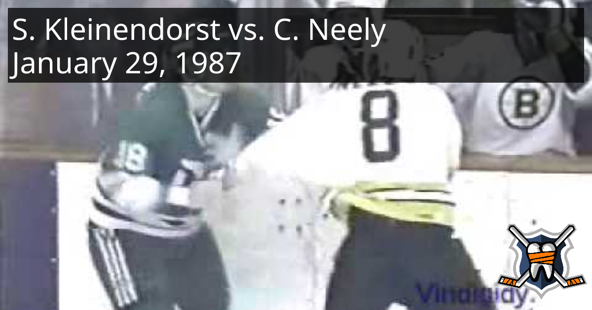 Scot Kleinendorst vs. Cam Neely, January 29, 1987 - Hartford Whalers vs ...