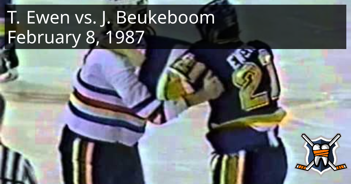 Todd Ewen vs. Jeff Beukeboom, February 8, 1987 - St Louis Blues vs ...