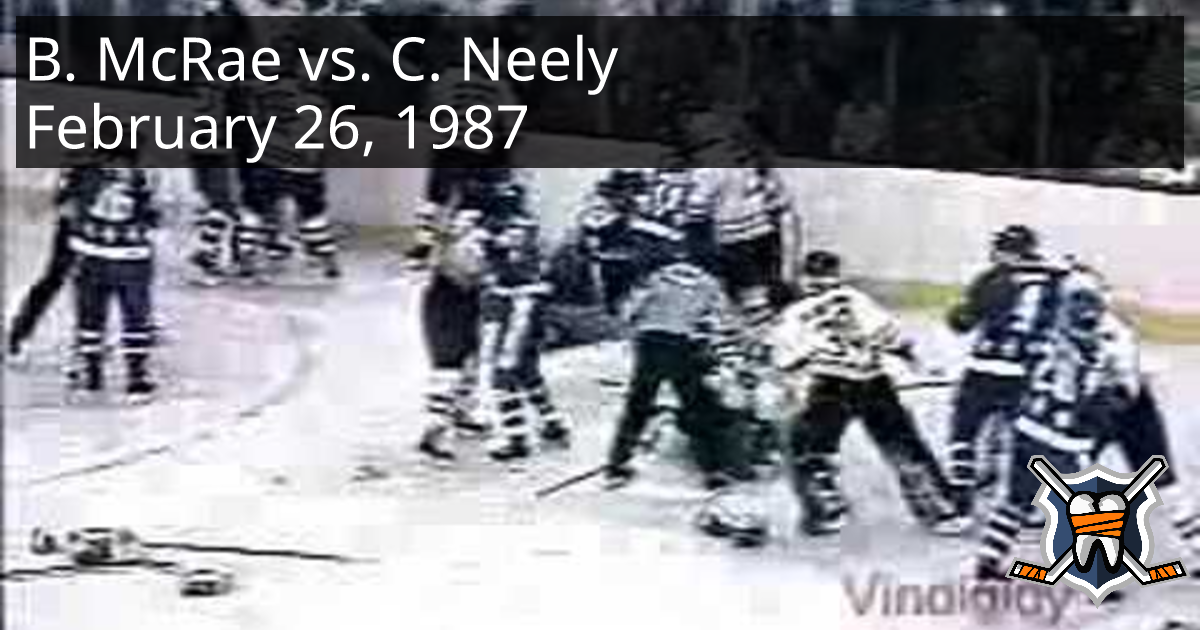 Basil McRae vs. Cam Neely, February 26, 1987 - Quebec Nordiques vs ...