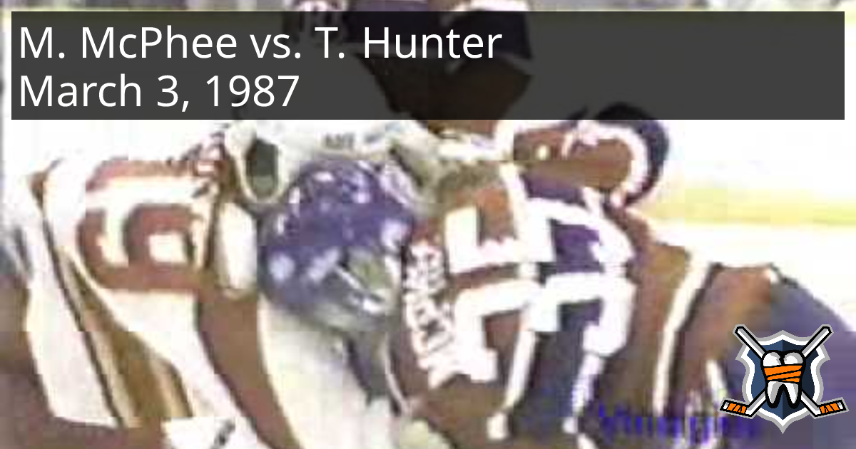 Mike McPhee vs. Tim Hunter, March 3, 1987 - Montreal Canadiens vs ...
