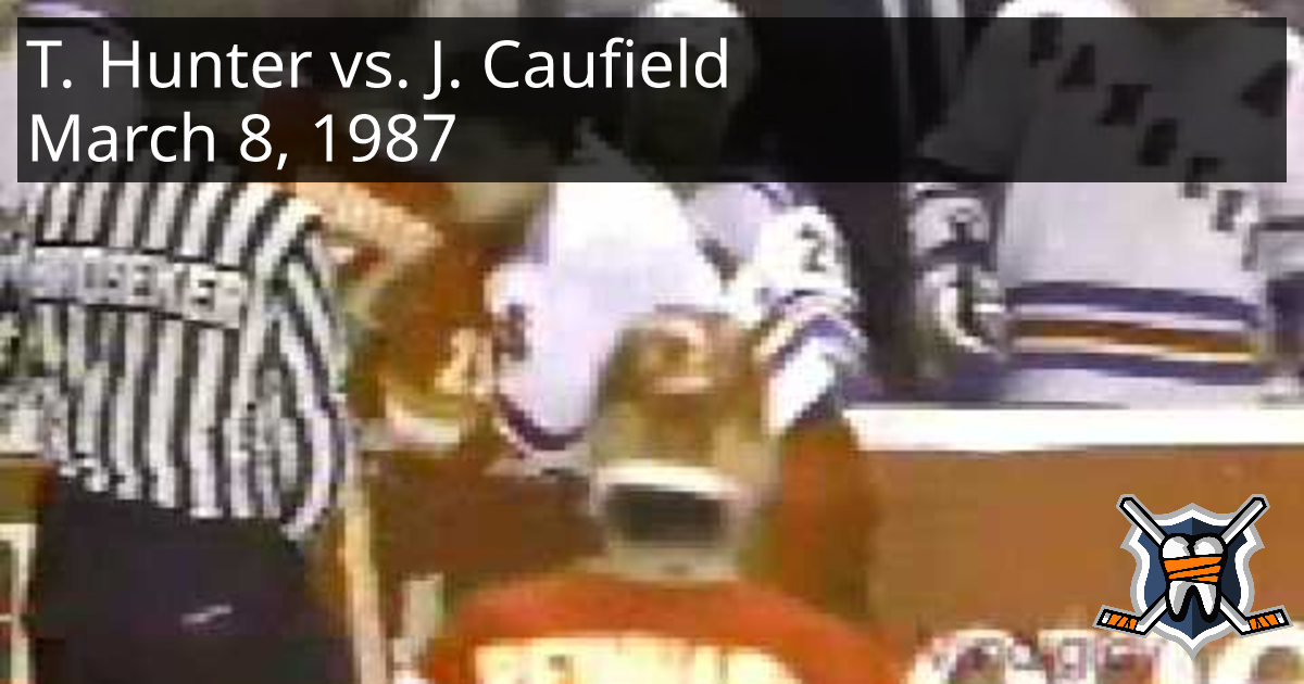 Tim Hunter vs. Jay Caufield, March 8, 1987 - Calgary Flames vs. New ...
