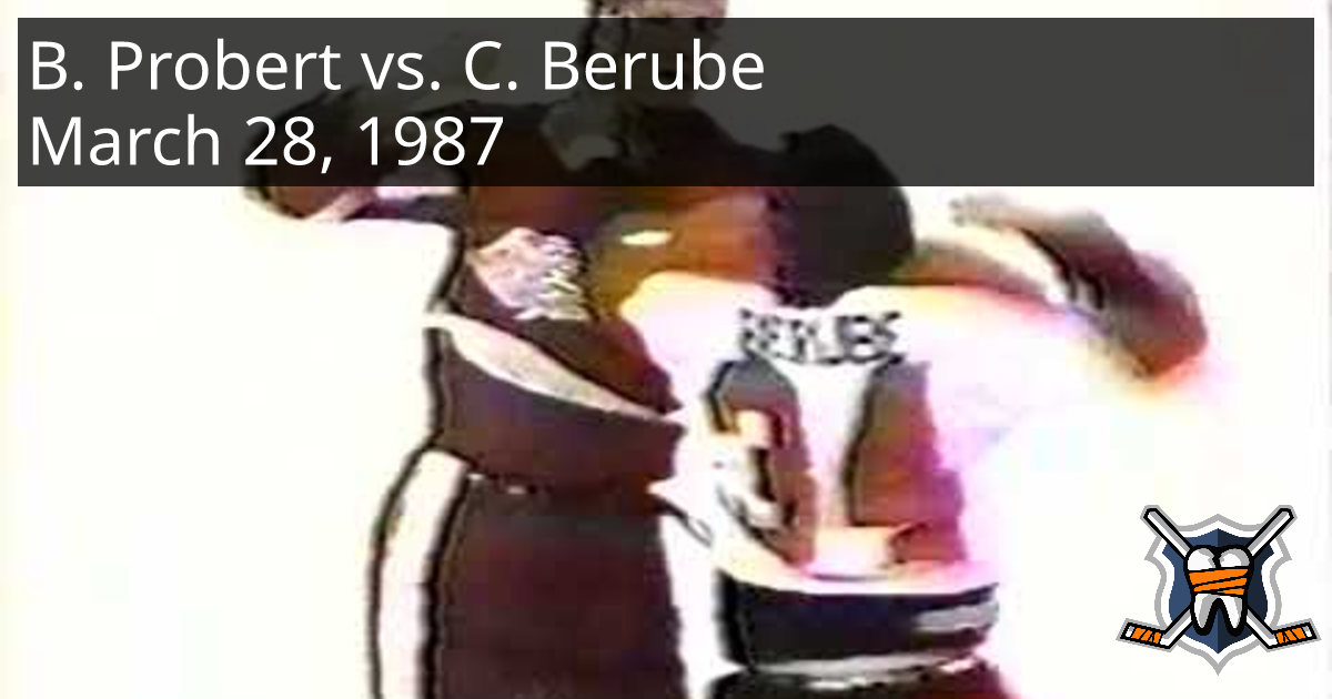 Bob Probert vs. Craig Berube, March 28, 1987 - Detroit Red Wings vs ...