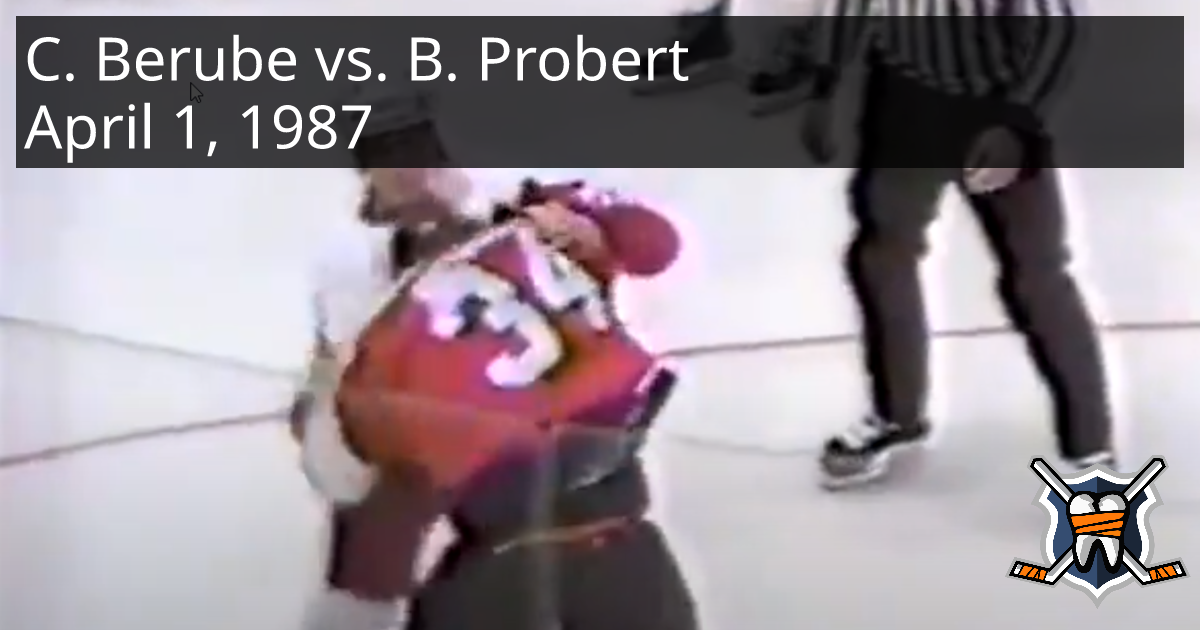 Craig Berube vs. Bob Probert, April 1, 1987 - Philadelphia Flyers vs ...
