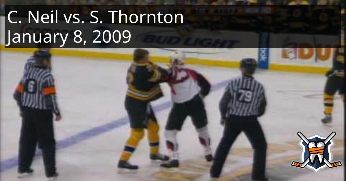 Chris Neil vs. Shawn Thornton, January 8, 2009 - Ottawa Senators vs ...