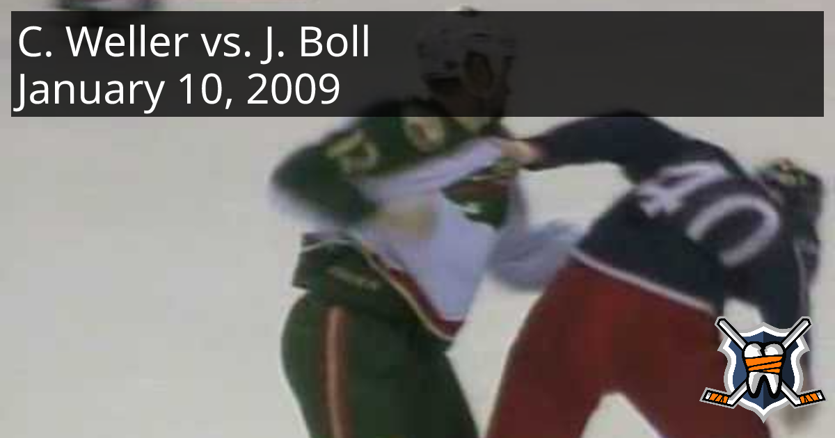 Craig Weller vs. Jared Boll, January 10, 2009 - Minnesota Wild vs ...