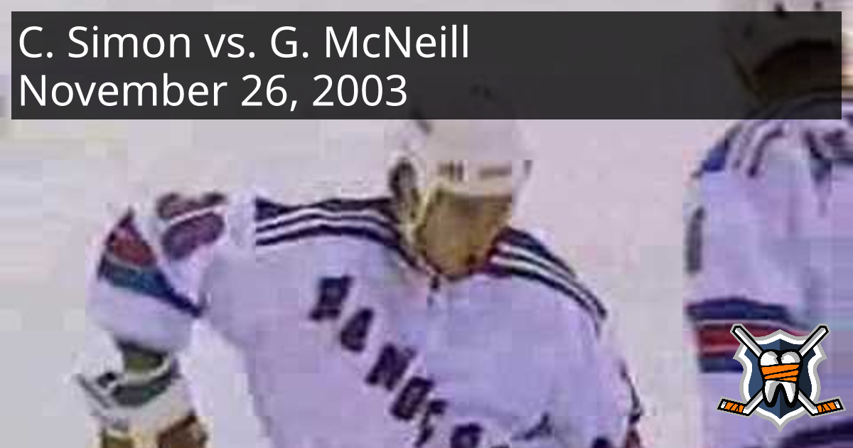 Chris Simon vs. Grant McNeill, November 26, 2003 - New York Rangers vs ...