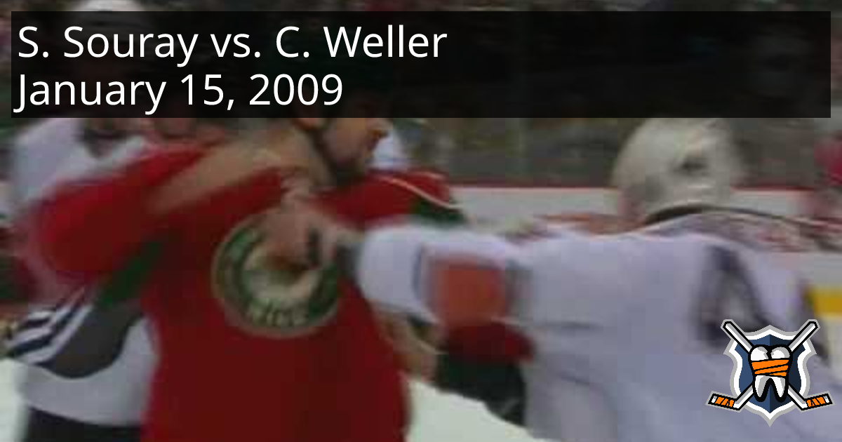 Sheldon Souray vs. Craig Weller, January 15, 2009 - Edmonton Oilers vs ...