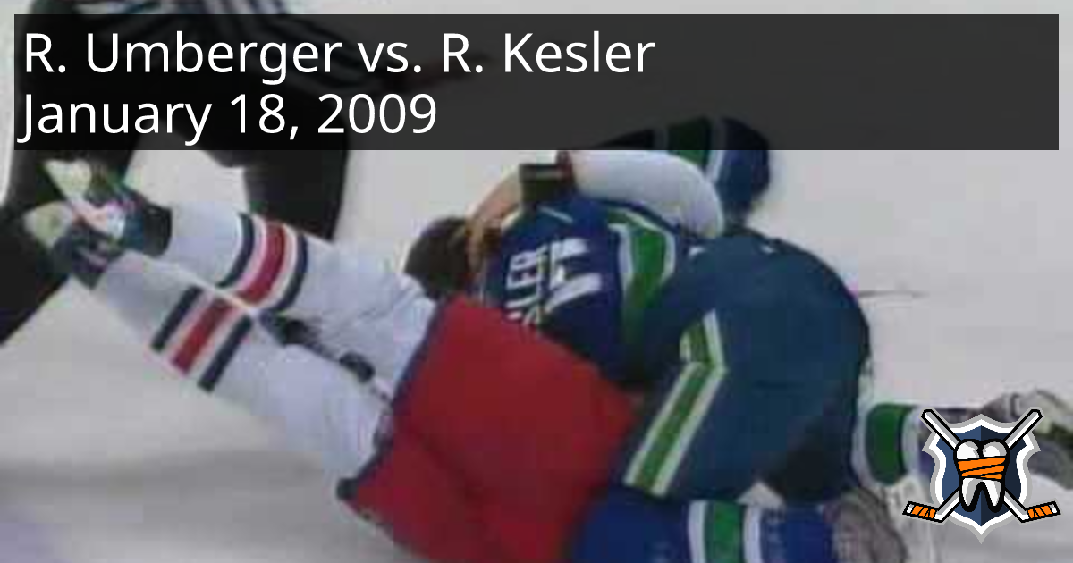 R.J. Umberger vs. Ryan Kesler, January 18, 2009 - Columbus Blue Jackets ...
